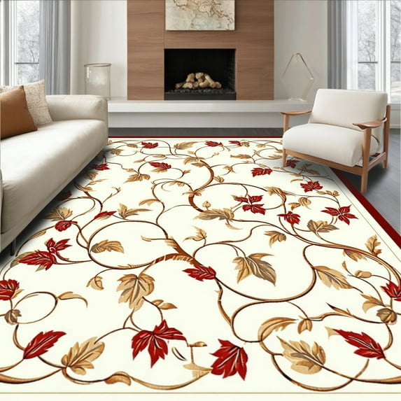 Flatwoven High Traffic Area Rug, Refined Vine Scroll with Graceful ...