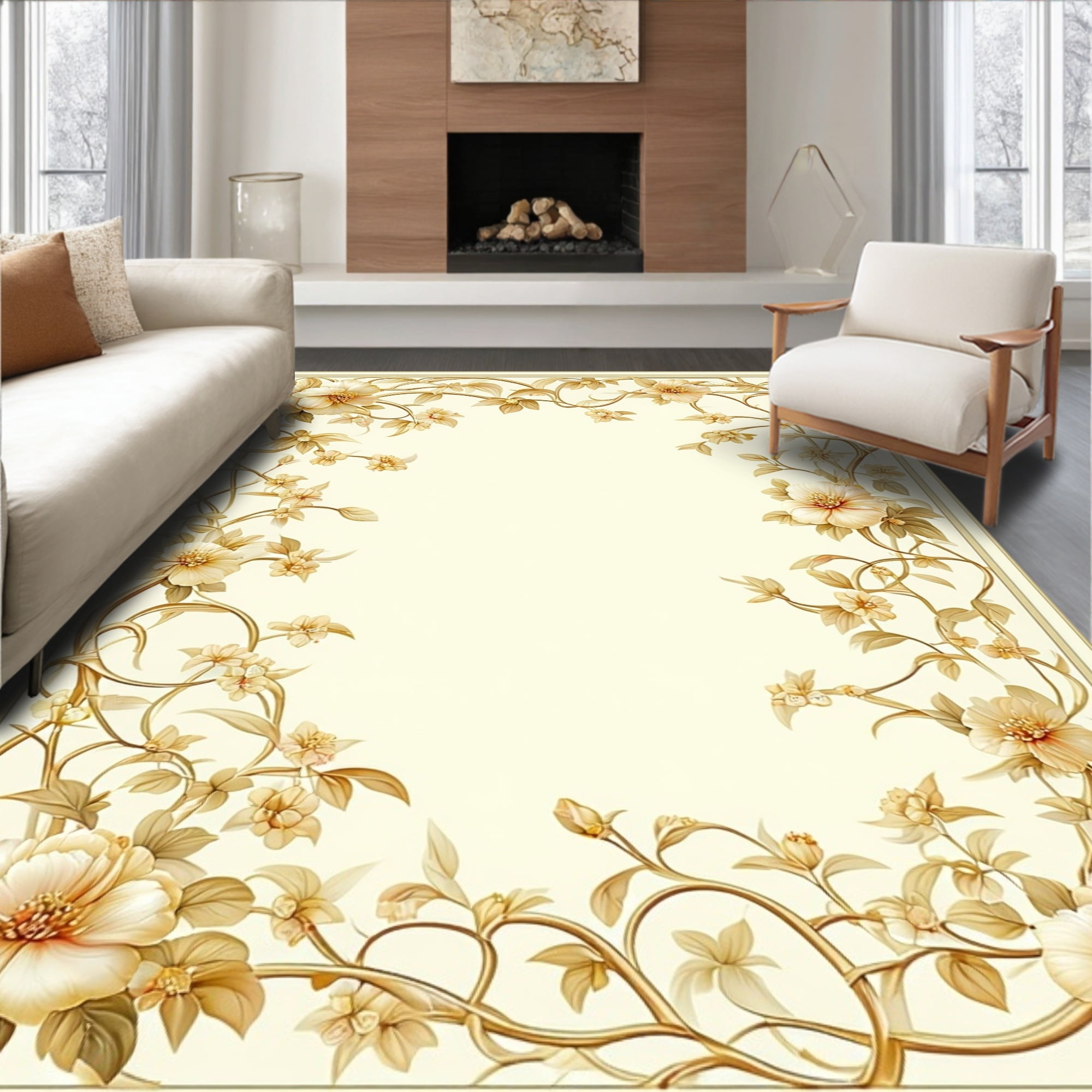 Flatwoven High Traffic Area Rug, Regal Botanical Tapestry Runner With ...