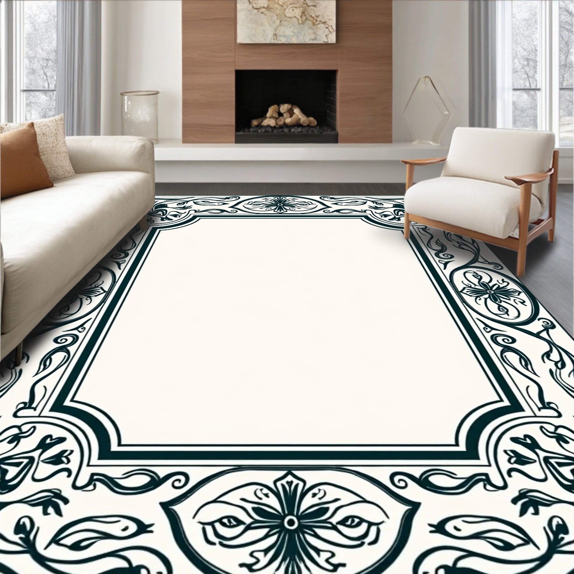 Flatwoven High Traffic Area Rug, Regal Fleur Arabesque Featuring ...