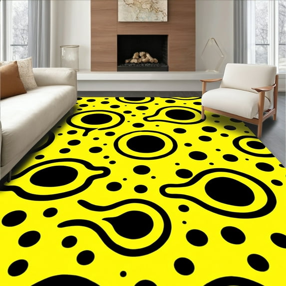 Flatwoven High Traffic Area Rug, Retro Dotted Funky Accent With Groovy ...