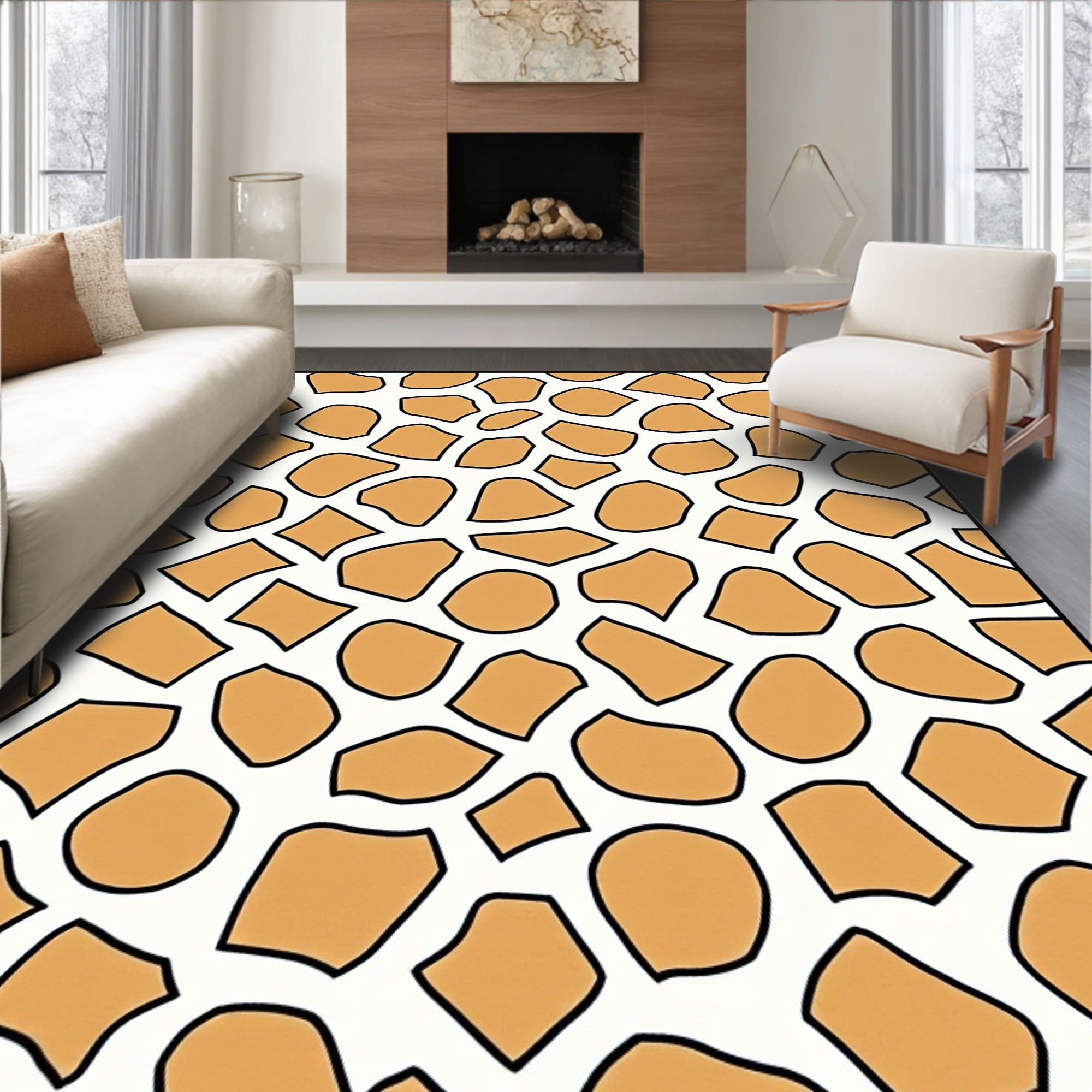 Flatwoven High Traffic Area Rug, Retro Safari Chic Interlocking Dot ...