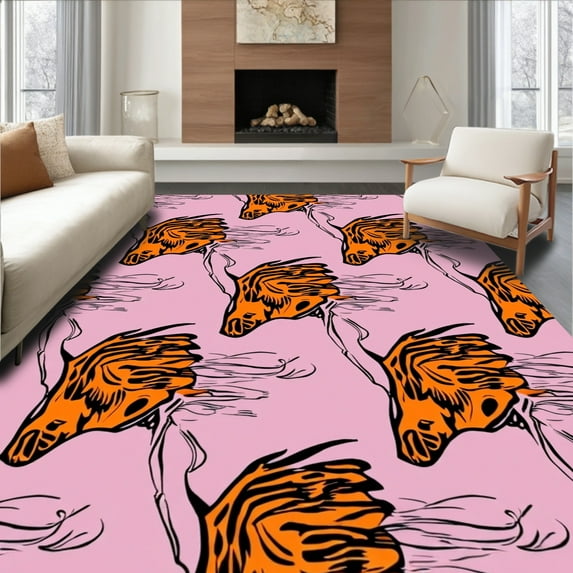 Flatwoven High Traffic Area Rug, Rose Bengal Patterned Exotic Animal ...