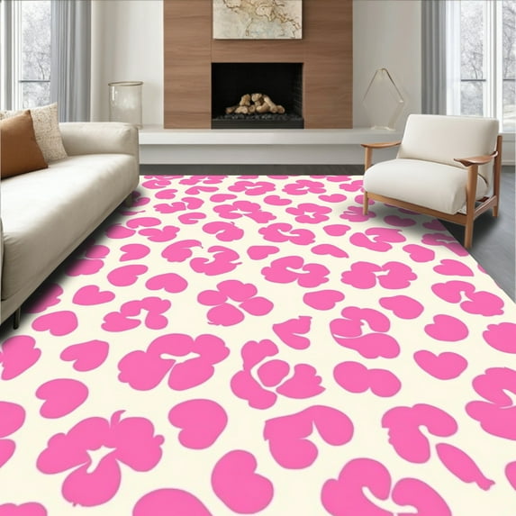 Flatwoven High Traffic Area Rug, Rose Leopard Print Modern Wild Spots ...