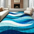Flatwoven High Traffic Area Rug, Round Nautical Seaside Themed Abstract ...