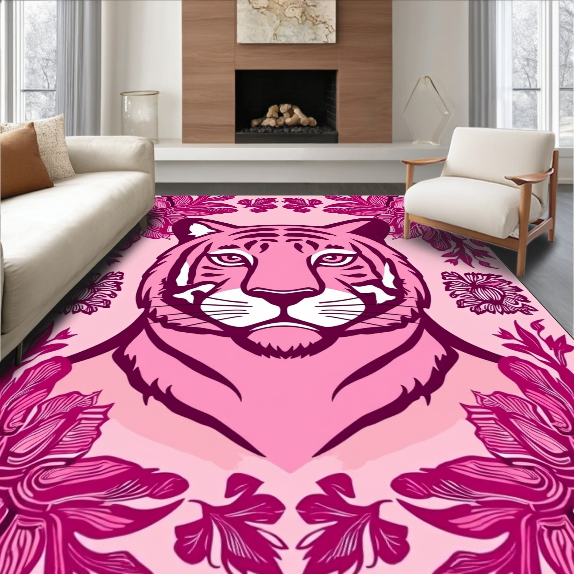 Flatwoven High Traffic Area Rug, Royal Predator Decorative With Exotic ...