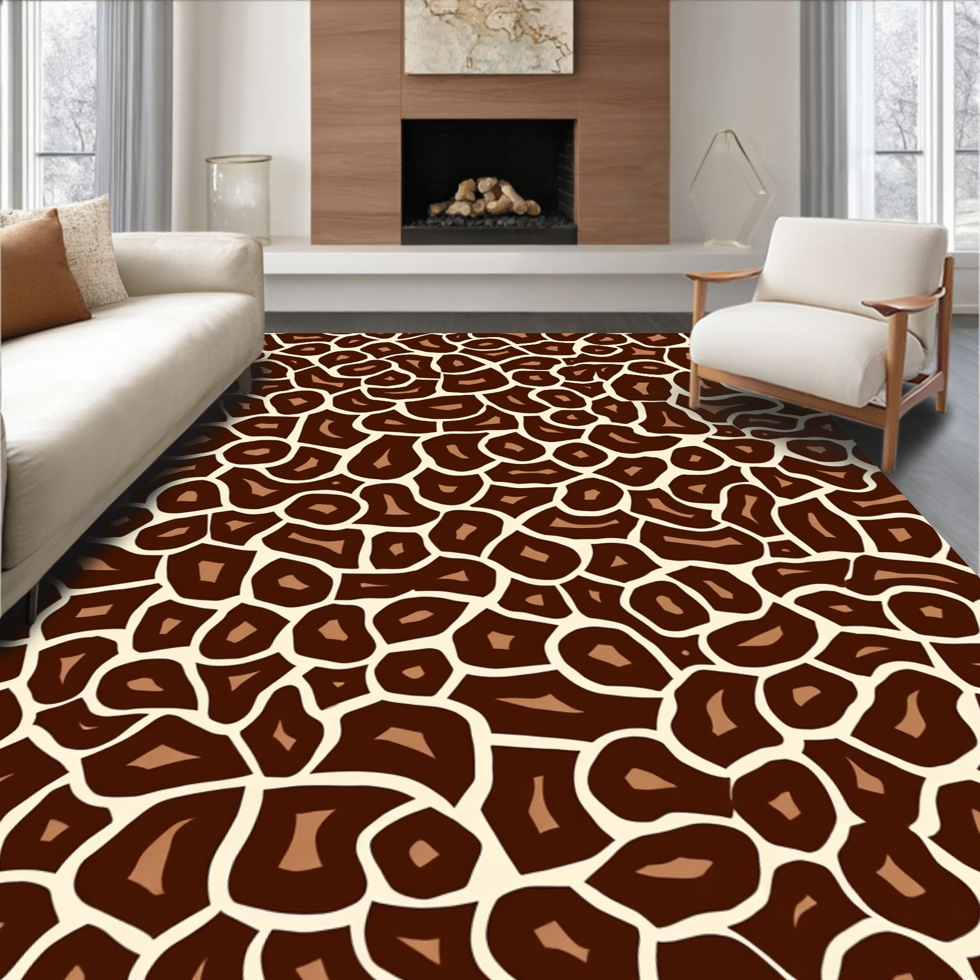 Flatwoven High Traffic Area Rug, Rustic Interlocking Spotted Design for ...