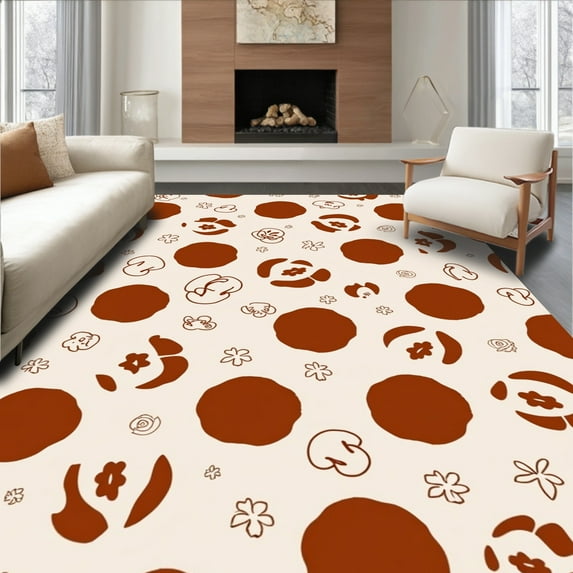 Flatwoven High Traffic Area Rug, Rustic Spotted Design Faux, Non Slip ...