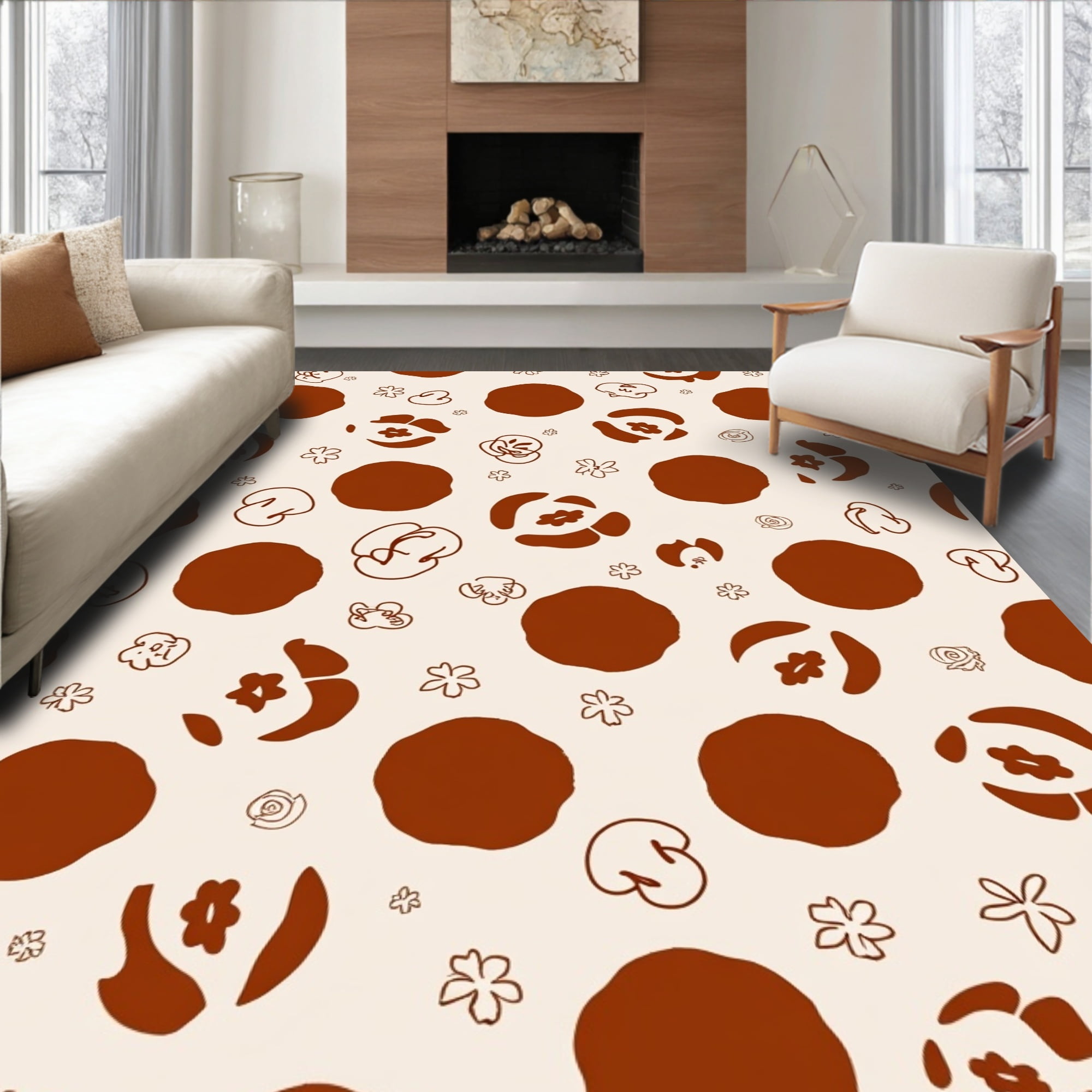 ODIKA 6'x9' Machine Washable Non-Slip Area Rug, Rustic Spotted Design ...