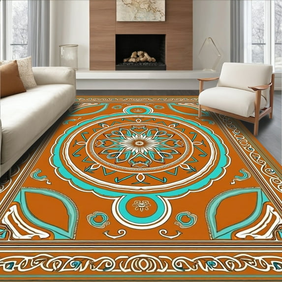 Flatwoven High Traffic Area Rug, Sacred Geometry Medallion Round ...