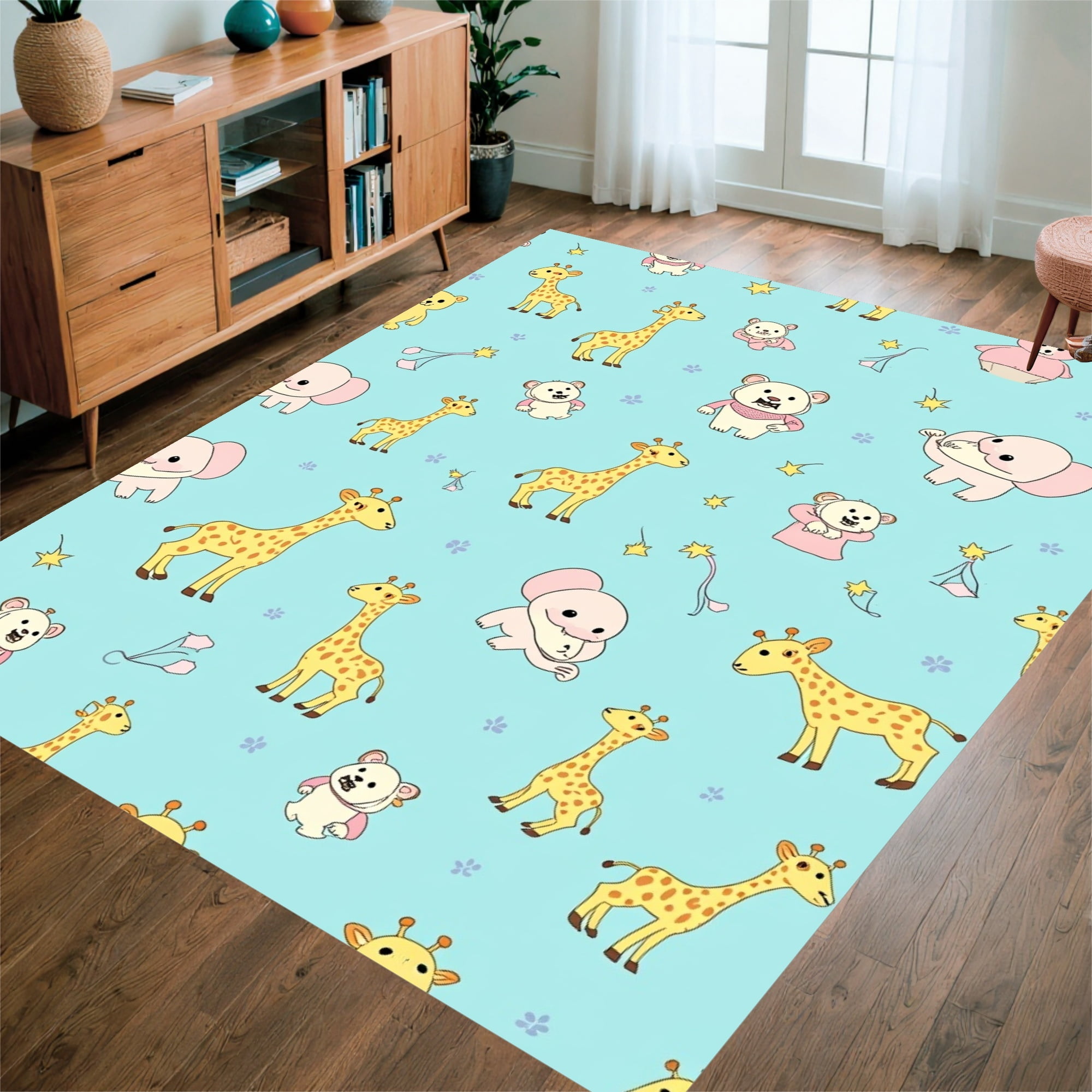 Flatwoven High Traffic Area Rug, Safari Friends Patterned Area, Non ...