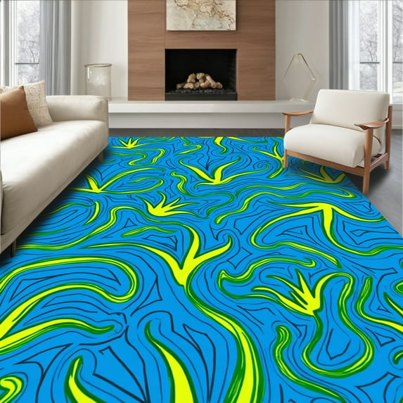 Flatwoven High Traffic Area Rug, Sea Dream Abstract Ocean Floor Design ...