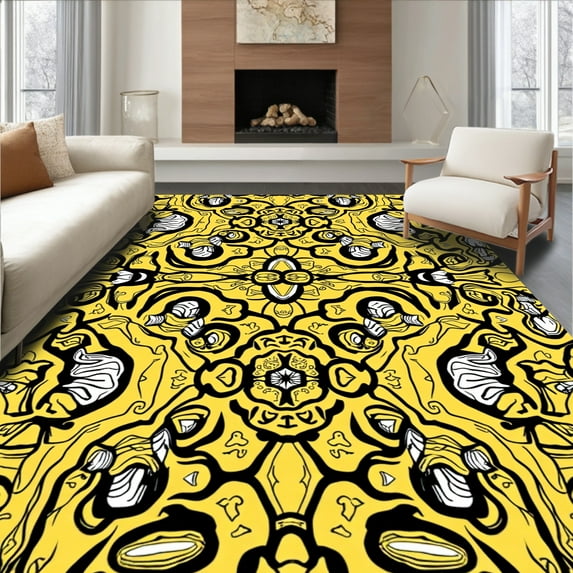 ODIKA 3'x5' Machine Washable Non-Slip Area Rug, Serene Tiger Face Art ...
