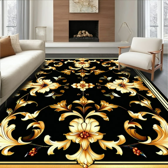 ODIKA 8'x10' Machine Washable Non-Slip Area Rug, Sophisticated Baroque ...
