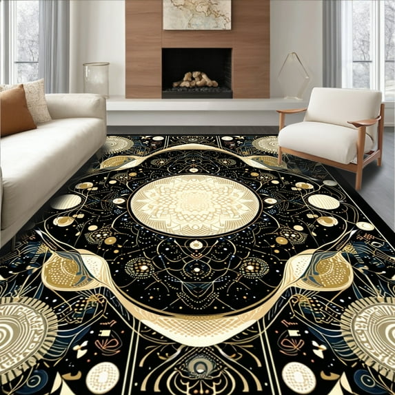 Flatwoven High Traffic Area Rug, Sophisticated Circular Design with ...