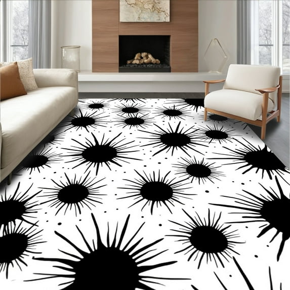 Flatwoven High Traffic Area Rug, Splatter Effect Modern Abstract Art ...