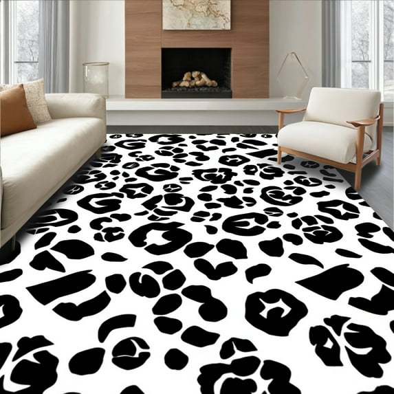 Flatwoven High Traffic Area Rug, Spotted Bovine Art Ranch Style Accent ...
