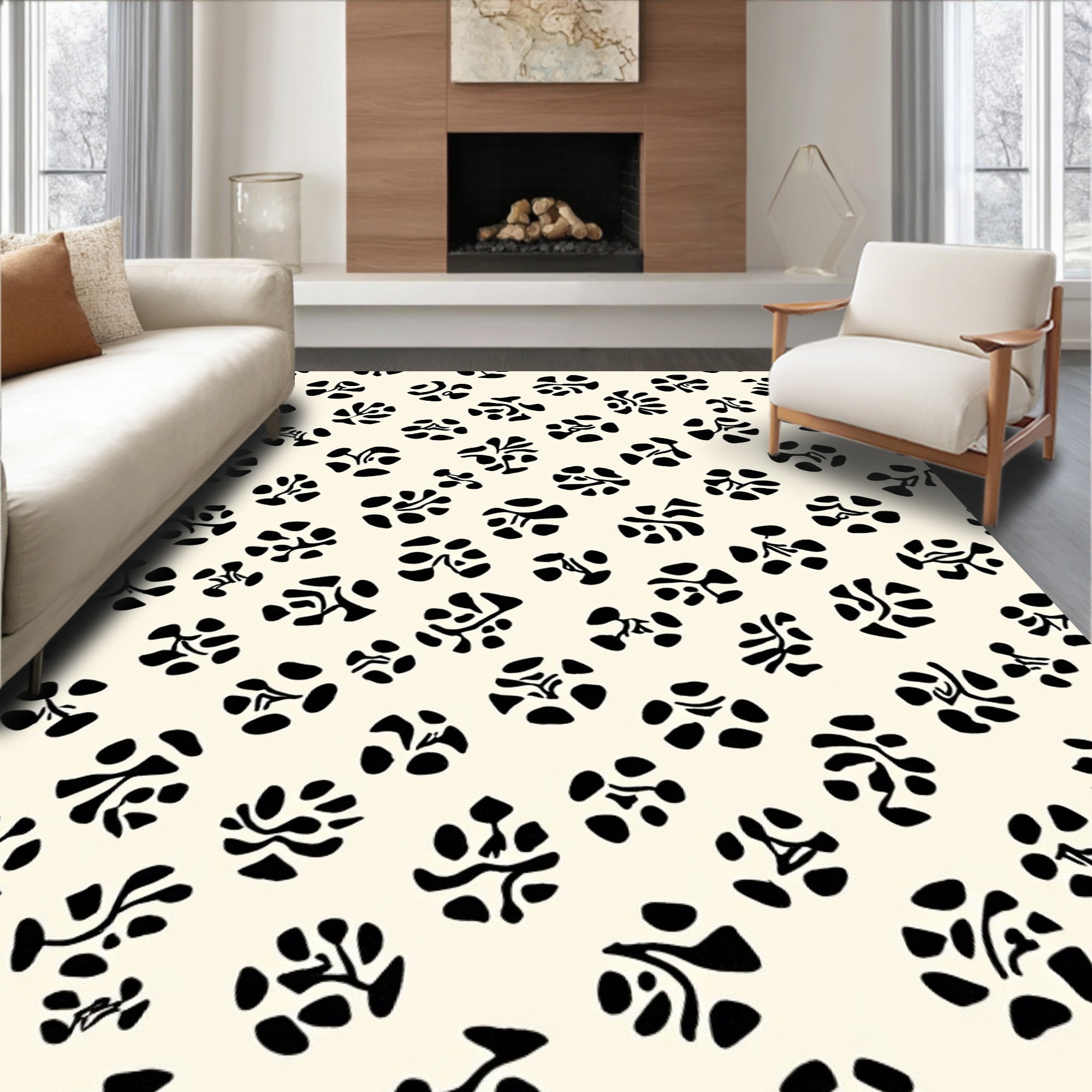 Flatwoven High Traffic Area Rug, Spotted Faux Asymmetrical Markings ...