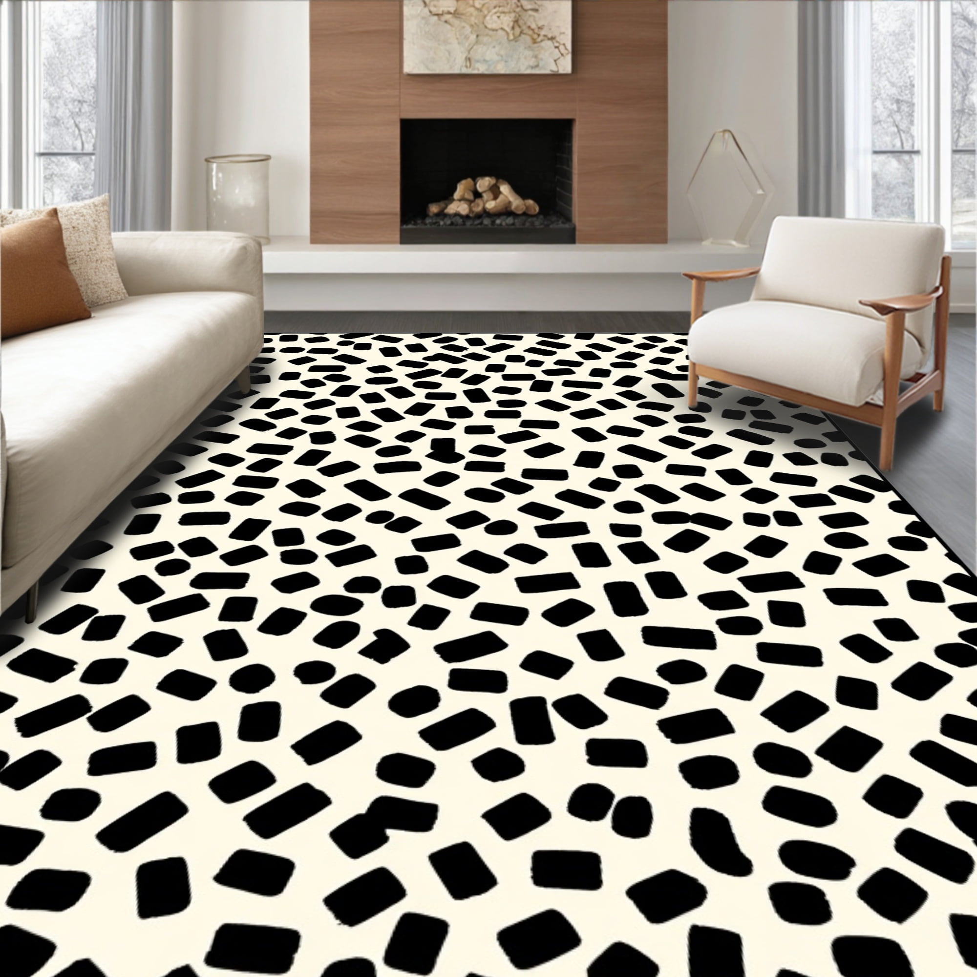 ODIKA 5'x7' Machine Washable Non-Slip Area Rug, Spotted Majesty ...