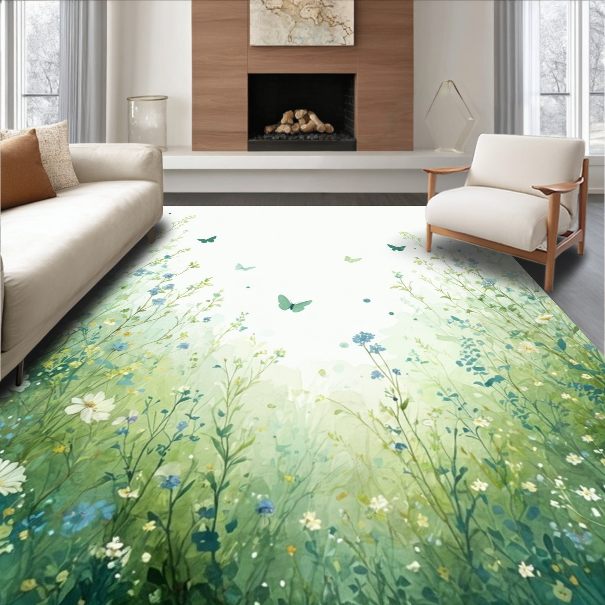 Flatwoven High Traffic Area Rug, Spring Meadow Indoor Doormat, Non Slip ...