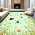 Flatwoven High Traffic Area Rug, Spring Meadow Insect Collection With ...
