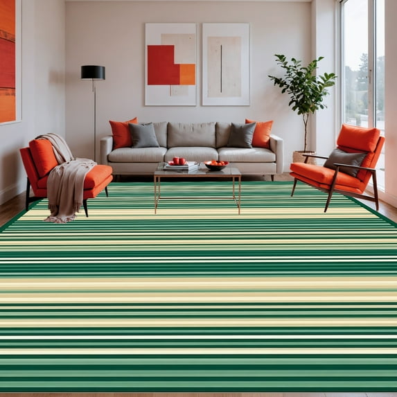 Flatwoven High Traffic Area Rug, Striped Design Prayer, Non Slip, Stain ...