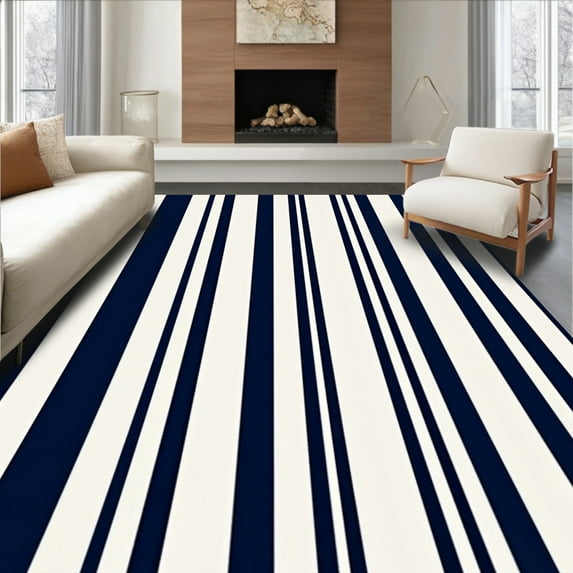 Flatwoven High Traffic Area Rug, Striped Linear Modern Minimalist ...