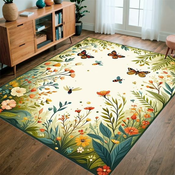 ODIKA 2'x3' Machine Washable Non-Slip Area Rug, Stunning Botanical ...