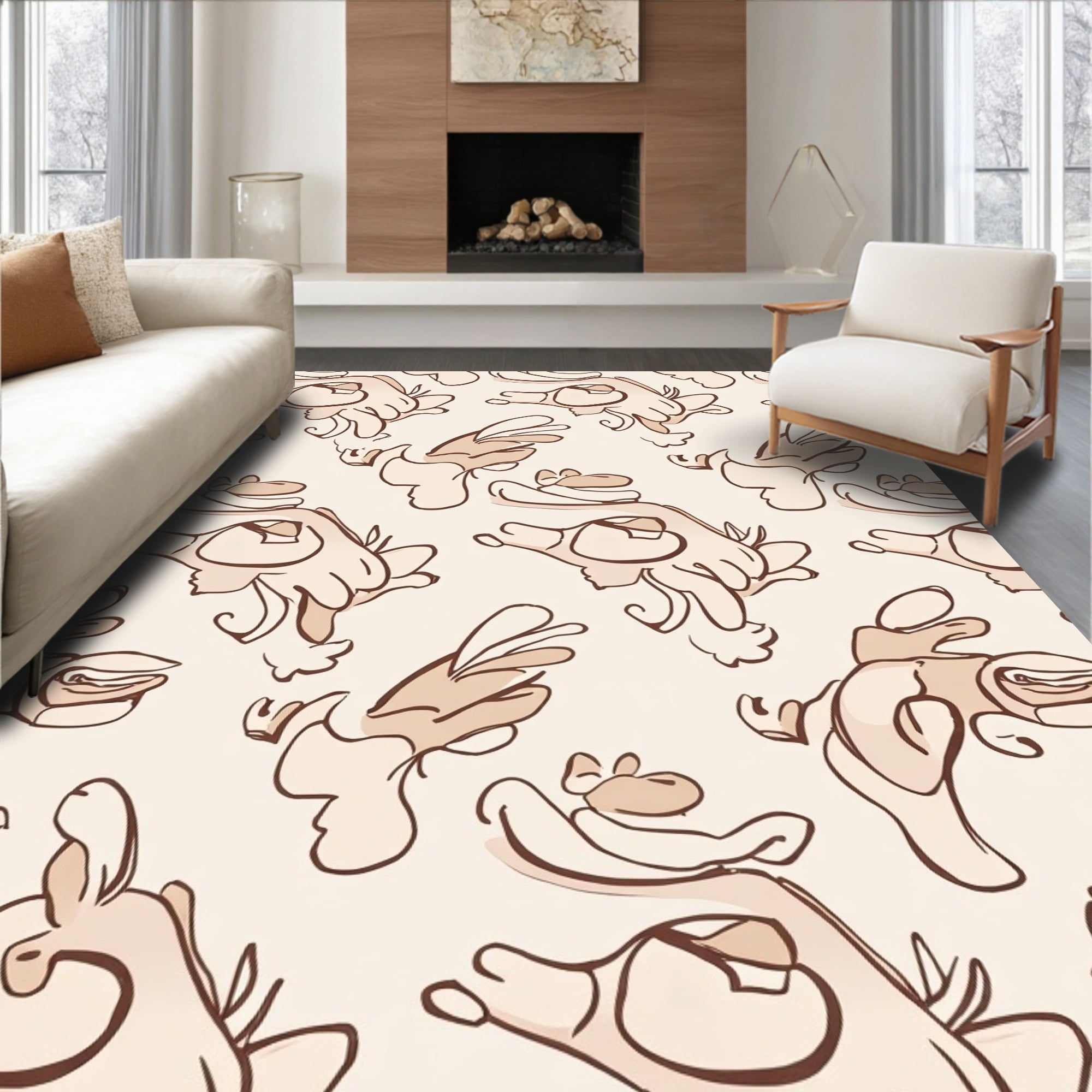 Flatwoven High Traffic Area Rug, Stylish Abstract Floral Motif in a ...