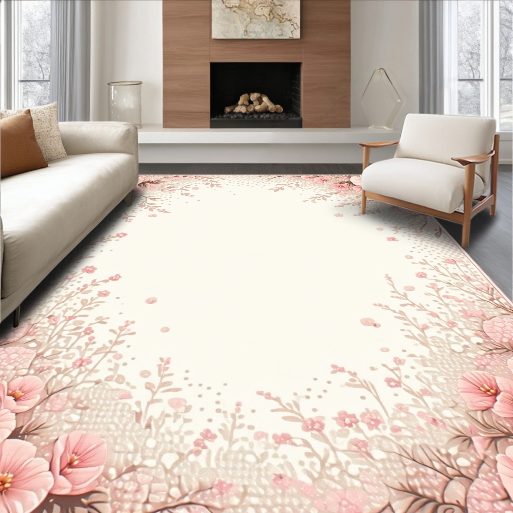 Flatwoven High Traffic Area Rug, Stylish Circular with Modern Dotted ...