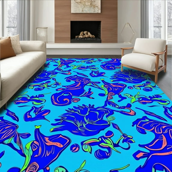 Flatwoven High Traffic Area Rug, Stylish Jungle Safari with Eye ...