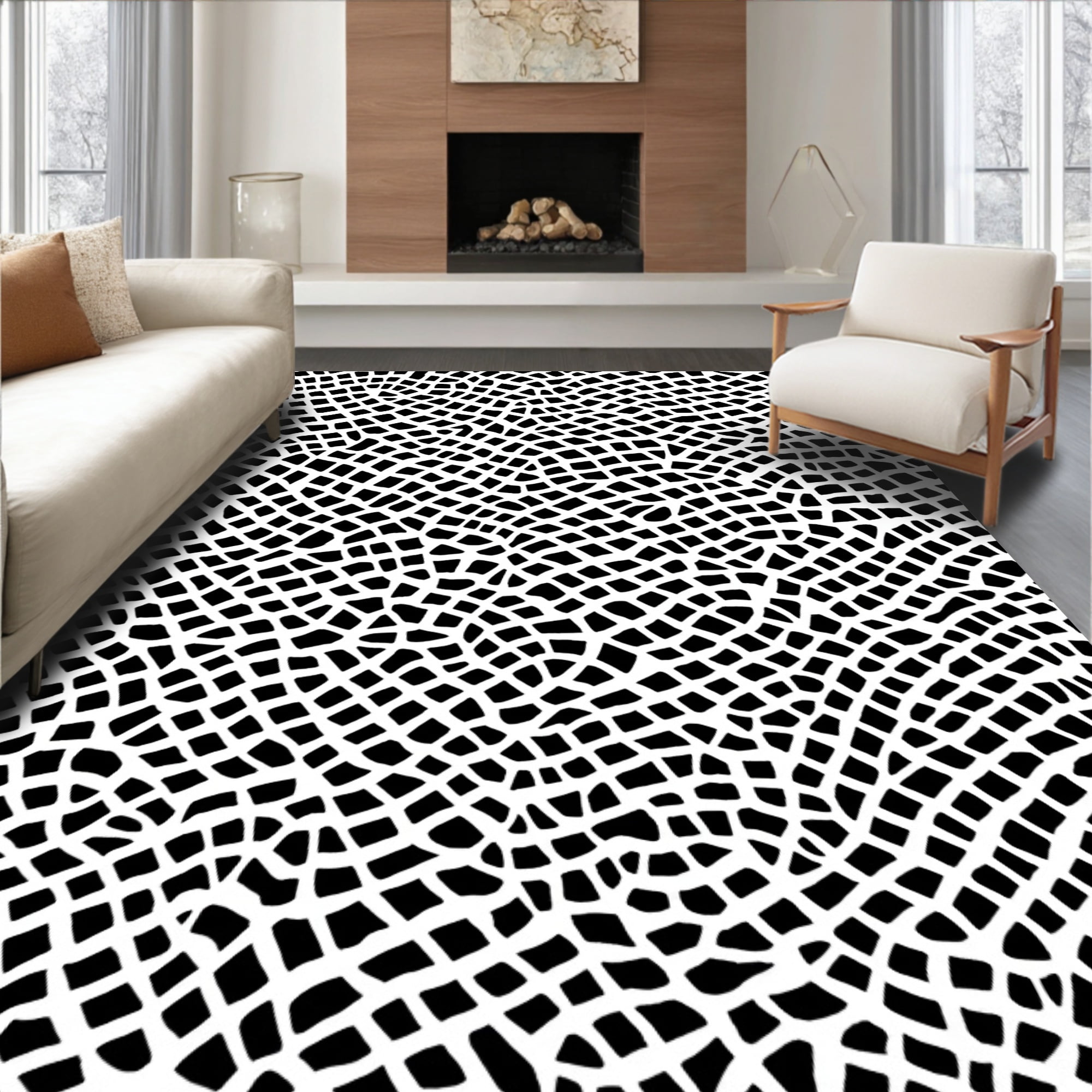 Flatwoven High Traffic Area Rug, Stylish Tiger Skin Inspired with Eye ...