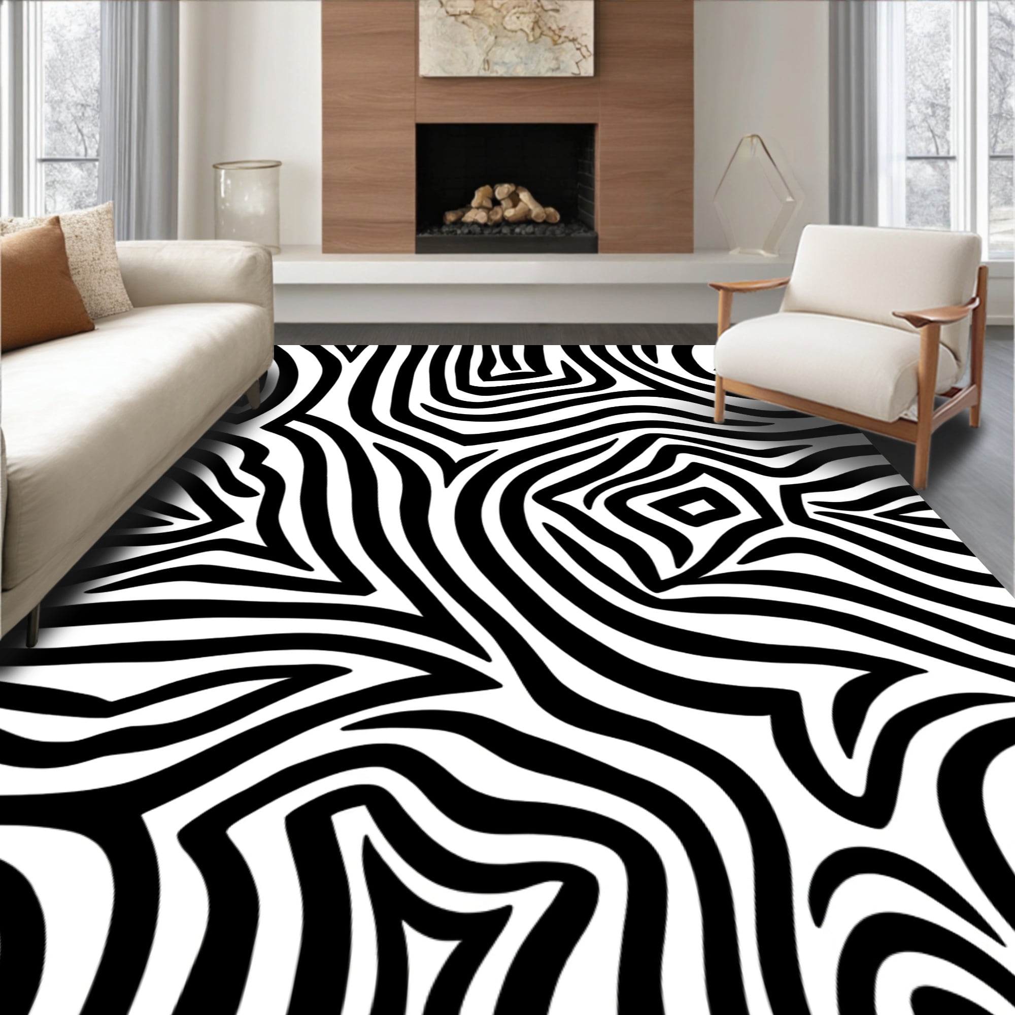 Flatwoven High Traffic Area Rug, Stylish Zebra Stripes Eye Catching ...