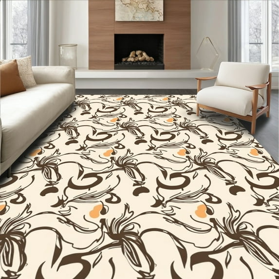 Flatwoven High Traffic Area Rug, Stylized Interlocking Spots with Cream ...