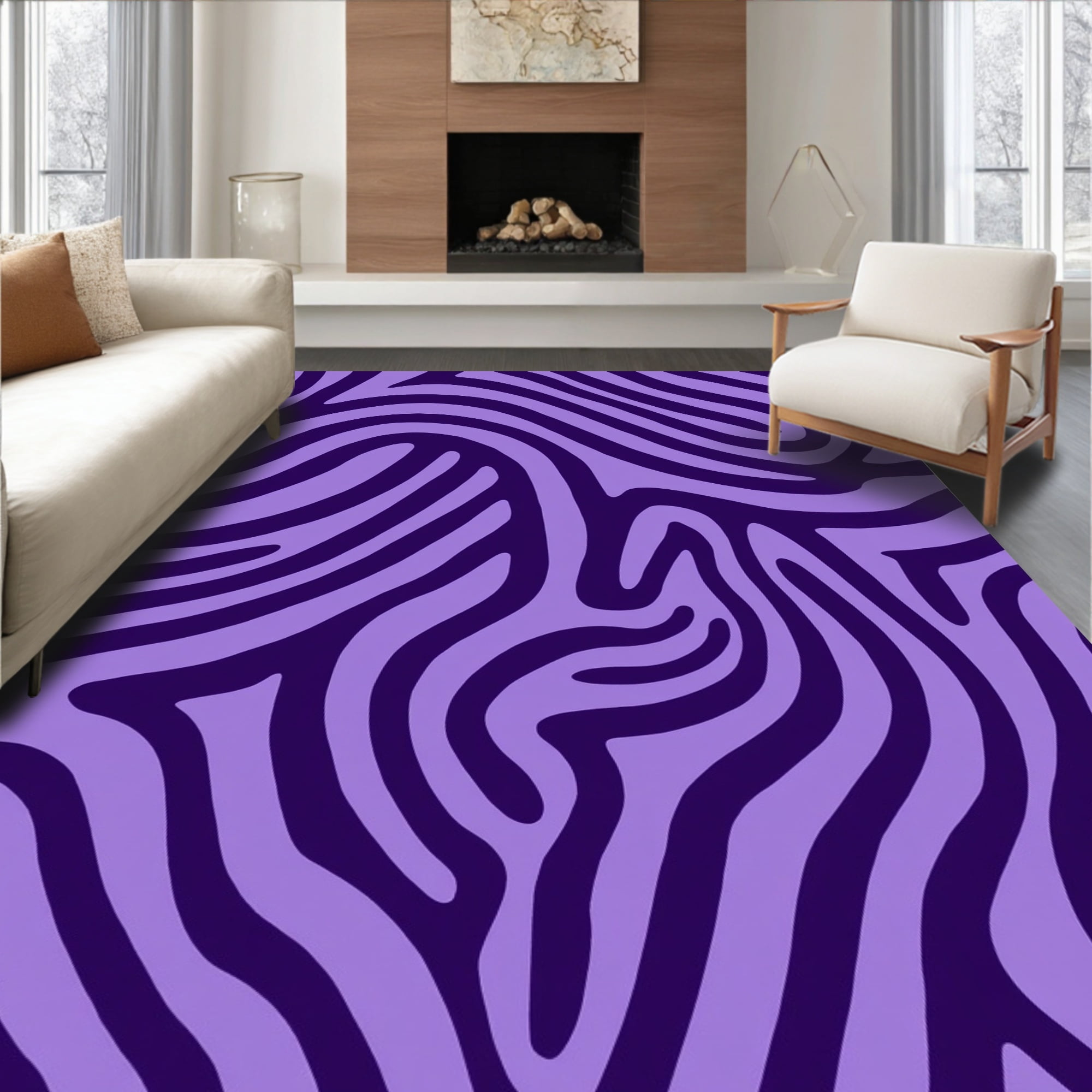 Flatwoven High Traffic Area Rug, Stylized Zebra Influenced With ...