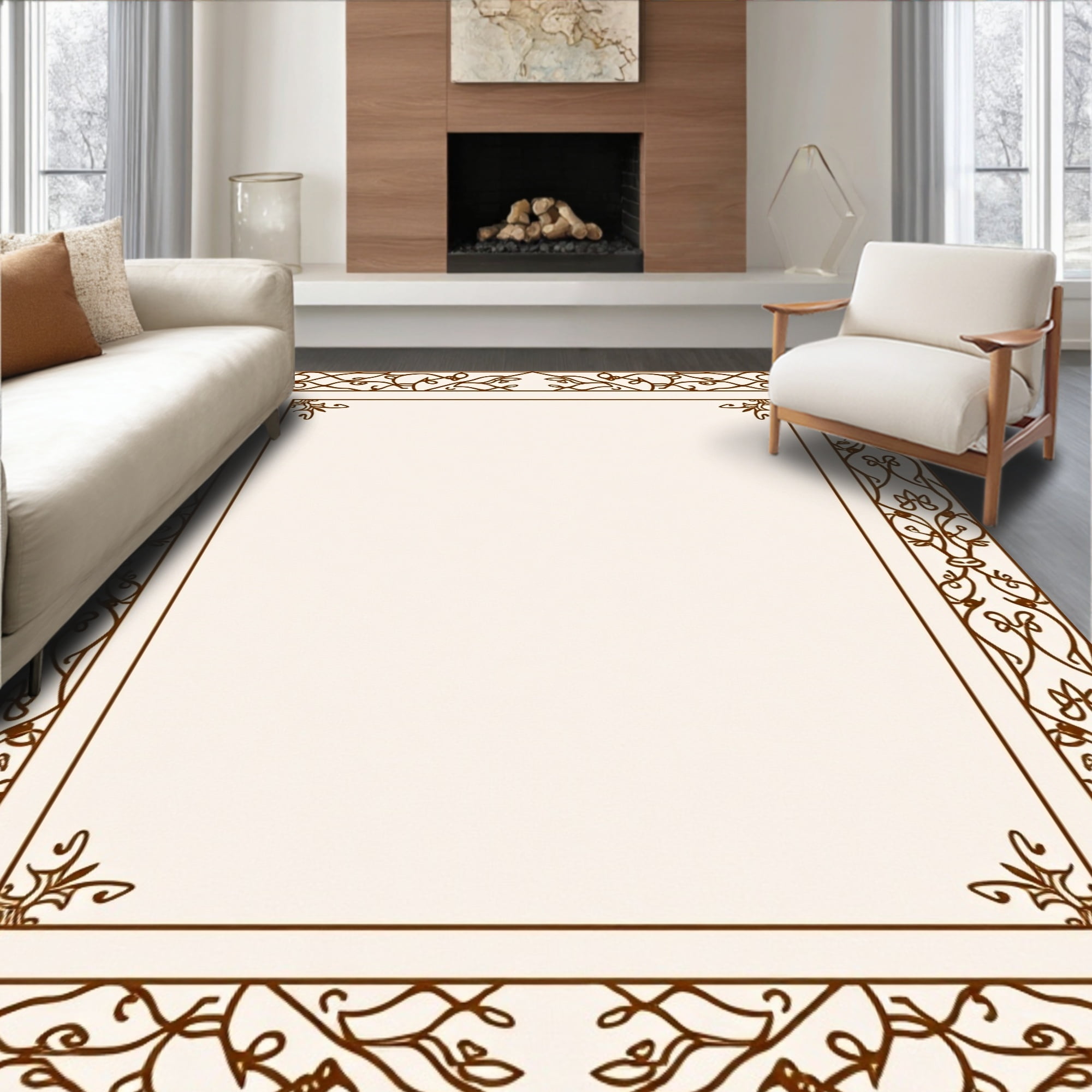 Flatwoven High Traffic Area Rug, Subtle Floral Trellis Patterned ...