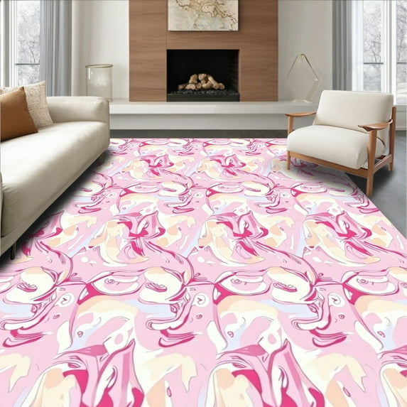 Flatwoven High Traffic Area Rug, Swirl Abstract Interlocking Design ...