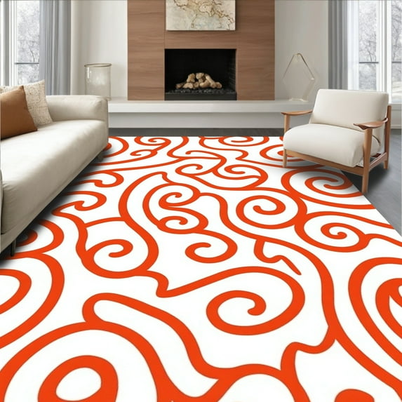 Flatwoven High Traffic Area Rug, Swirling Vortex Floor Covering, Non ...