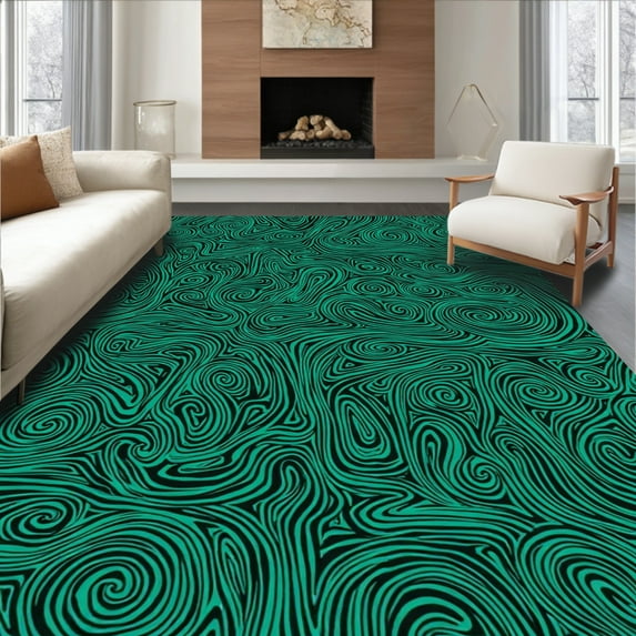 Flatwoven High Traffic Area Rug, Tentacle Swirls Reptile Scale Sea Life ...