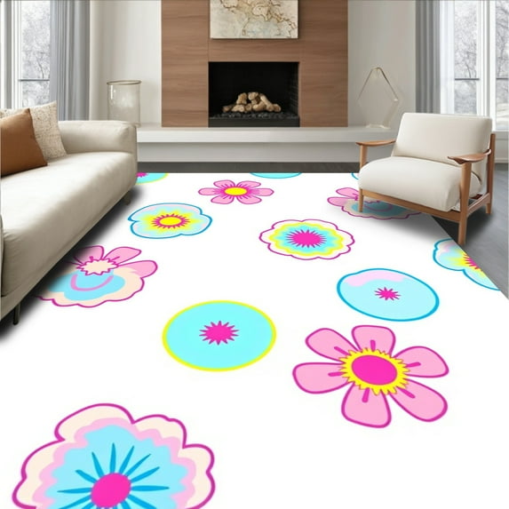 Flatwoven High Traffic Area Rug, Tie Dye Cloud Burst Design, Non Slip ...