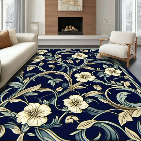 ODIKA 8'x10' Machine Washable Non-Slip Area Rug, Traditional Floral ...