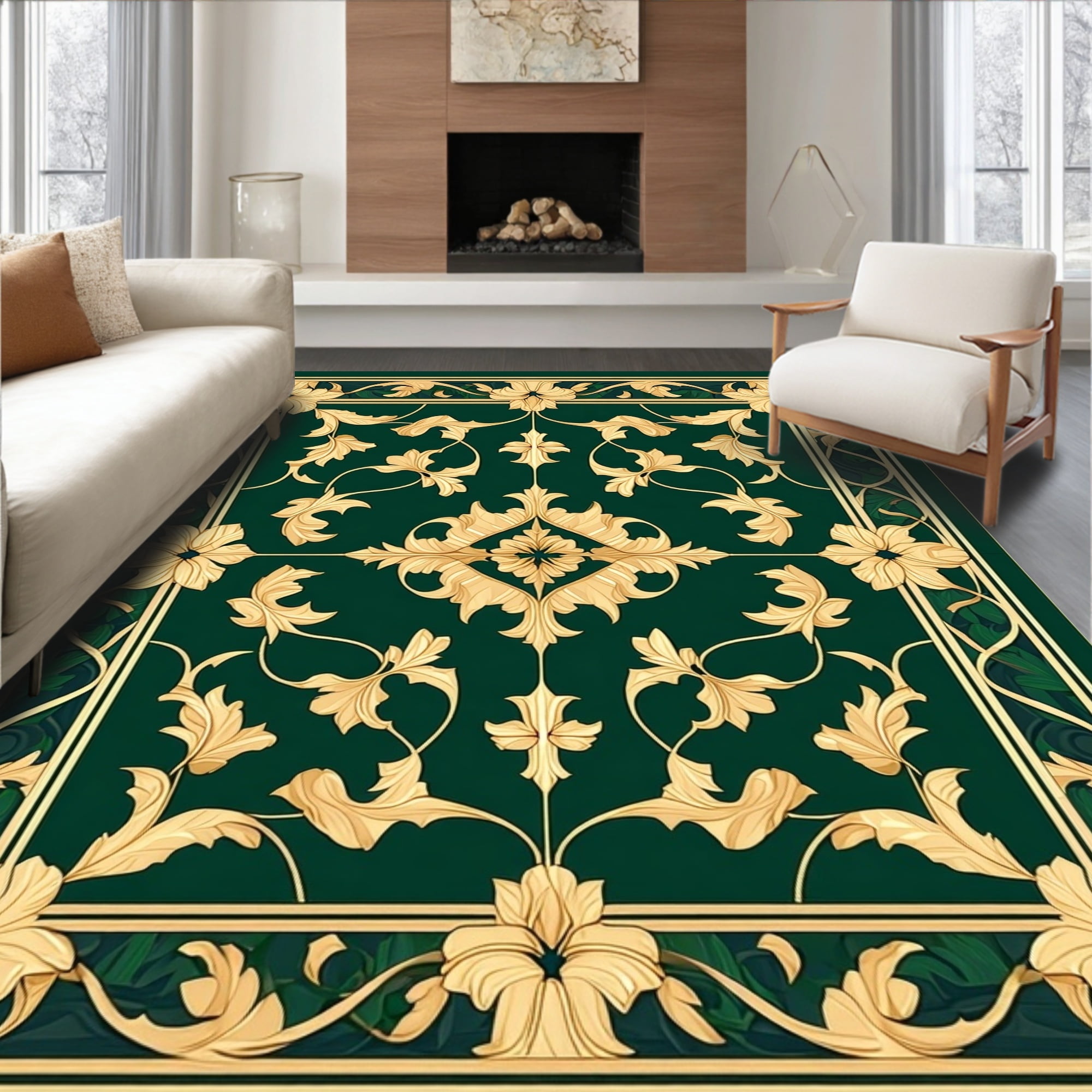 Flatwoven High Traffic Area Rug, Traditional Interlaced Scroll and ...