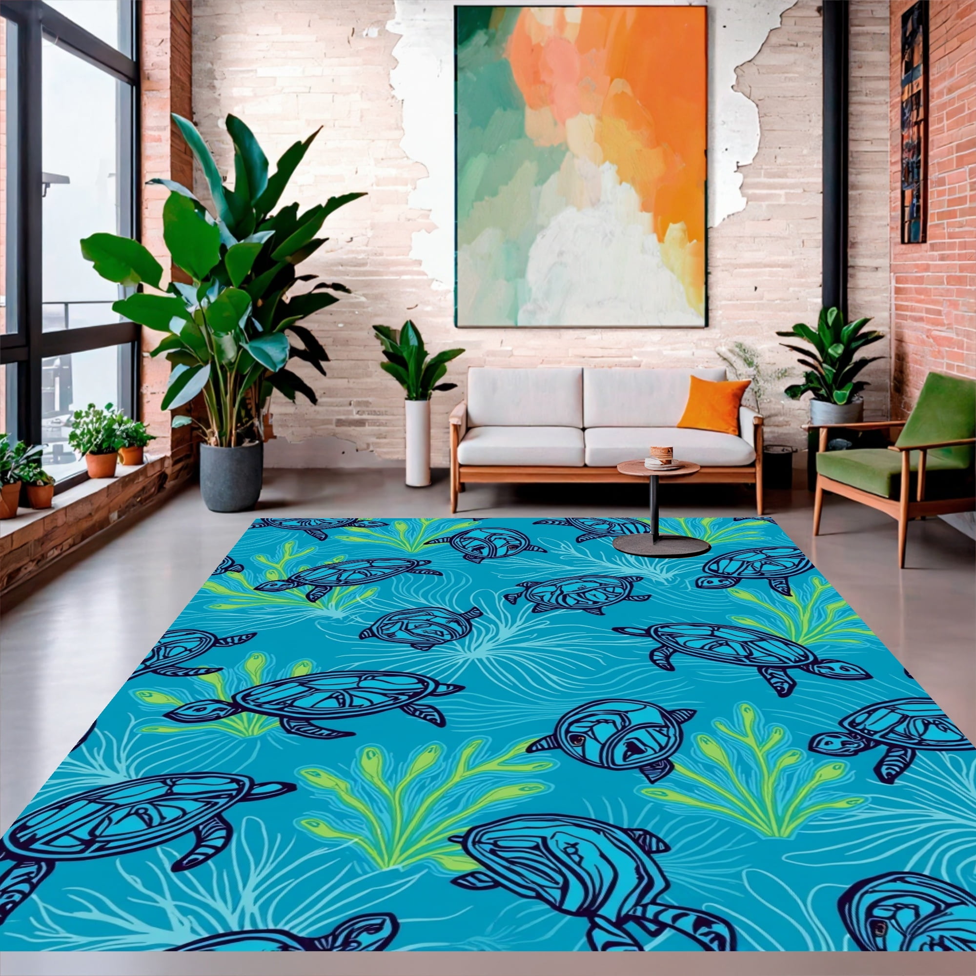 Flatwoven High Traffic Area Rug, Tranquil Reef Explorer Aquatic, Non ...