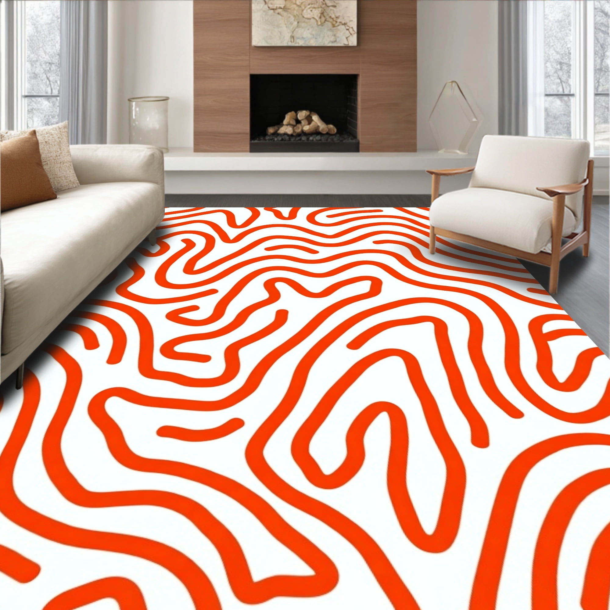Flatwoven High Traffic Area Rug, Tranquil Ripple Effect With Harmonious Flow, Non Slip, Stain ...