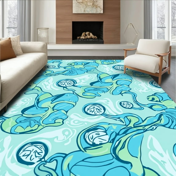 Flatwoven High Traffic Area Rug, Transitional Coastal Sea Turtle ...