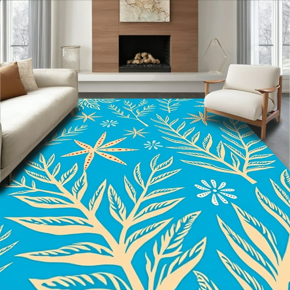 ODIKA 8'x8' Machine Washable Non-Slip Area Rug, Tropical Coral Reef ...