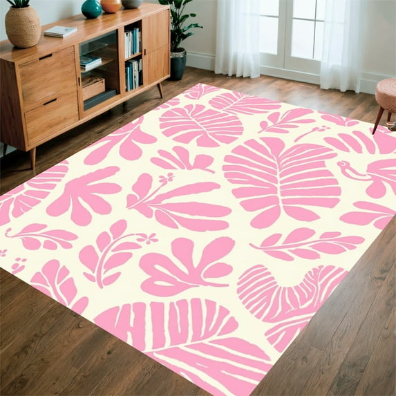 Flatwoven High Traffic Area Rug, Tropical Feline Spots Pink Animal ...