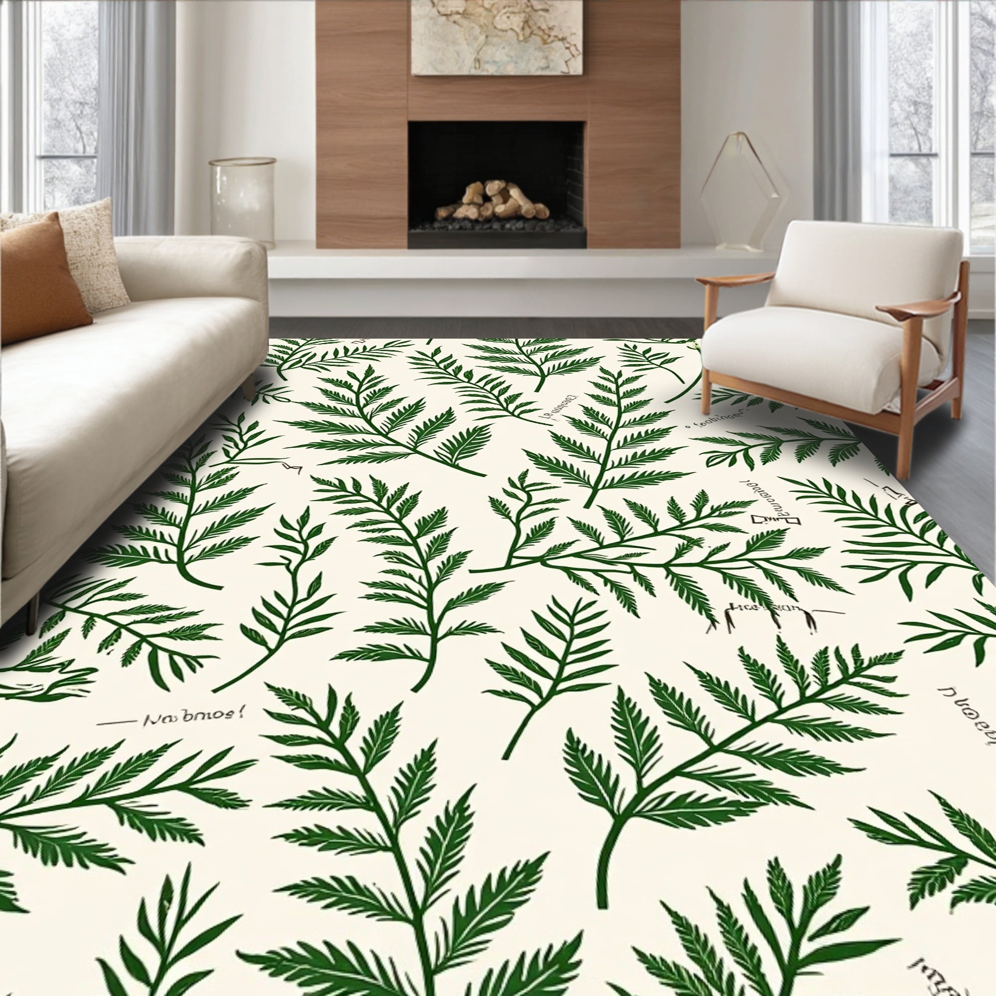 Flatwoven High Traffic Area Rug, Tropical Foliage with Intertwining ...