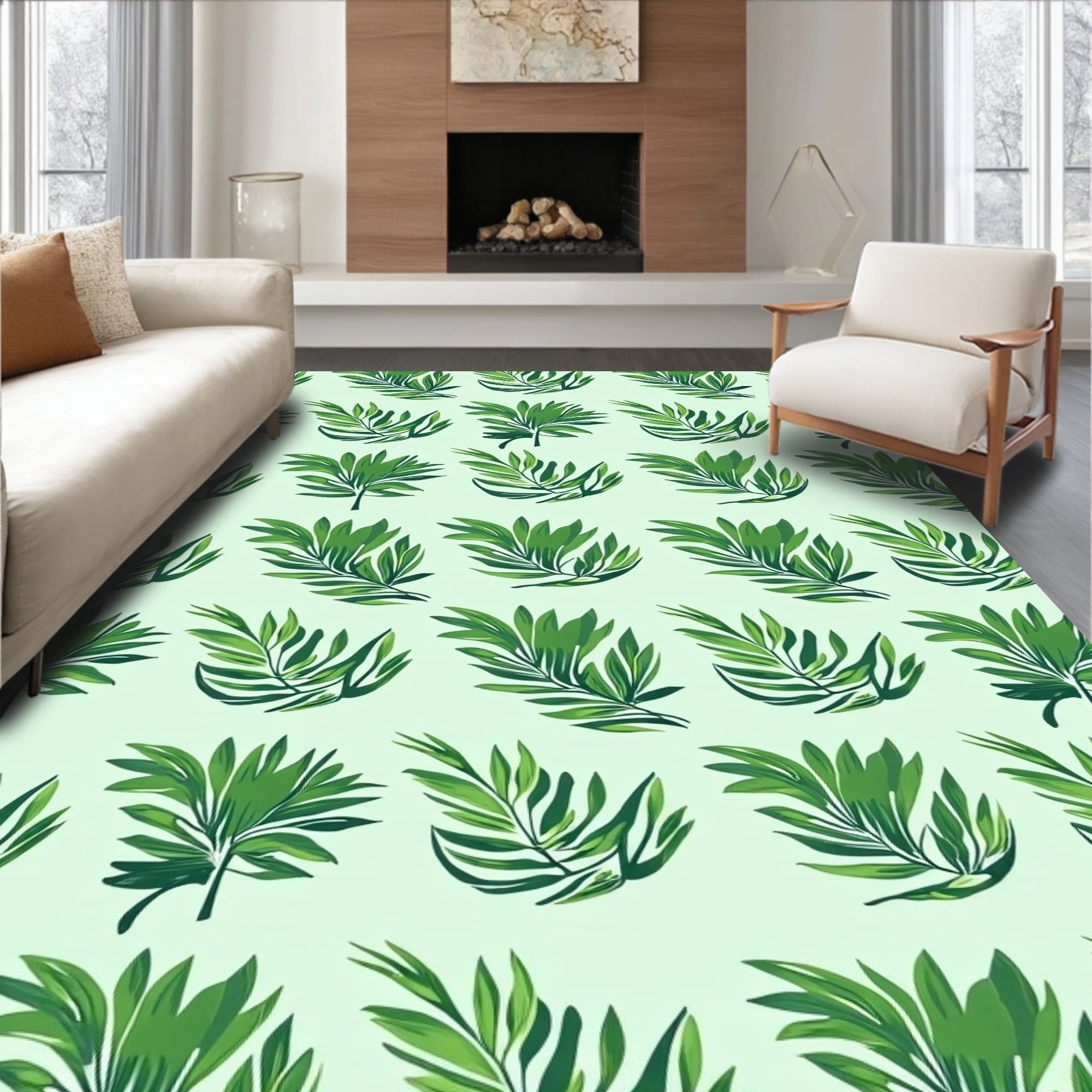ODIKA 6'x9' Machine Washable Non-Slip Area Rug, Tropical Big Cat Accent ...