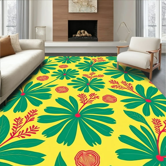 Flatwoven High Traffic Area Rug, Tropical Tortoise Shell Design, Non ...