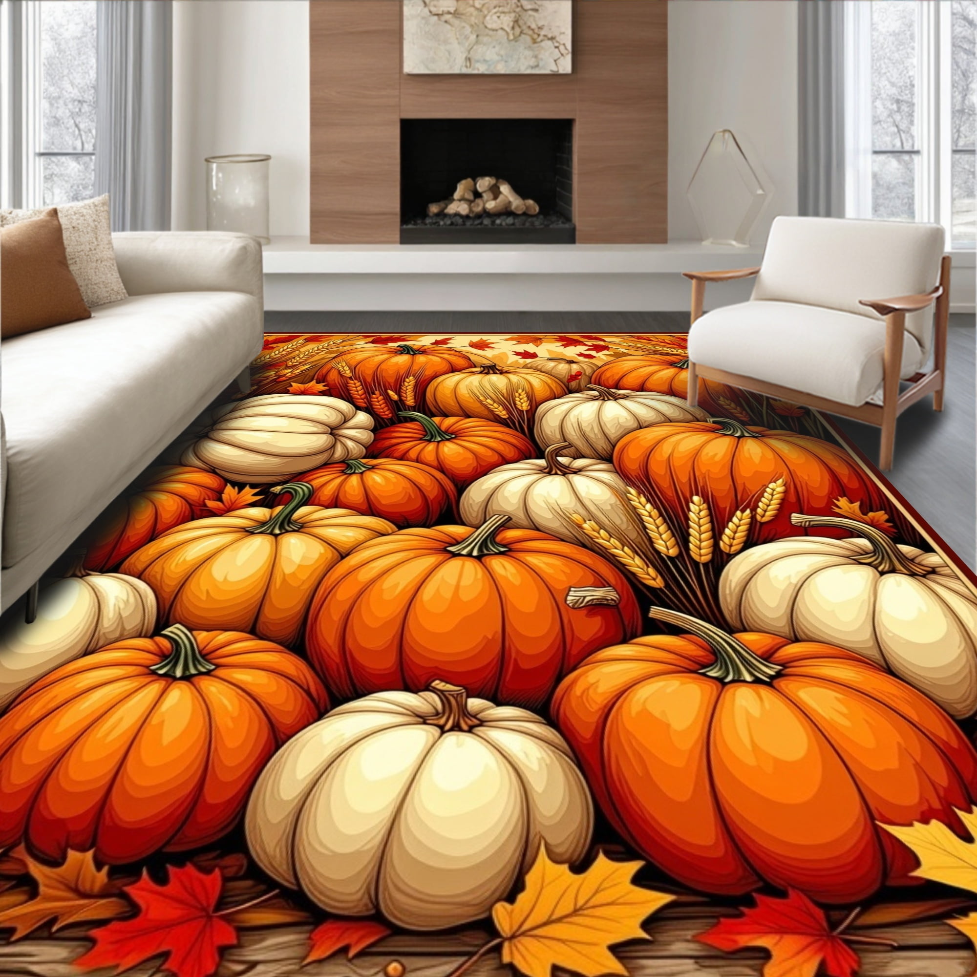 ODIKA 6'x9' Machine Washable Non-Slip Area Rug, Unique Thanksgiving ...